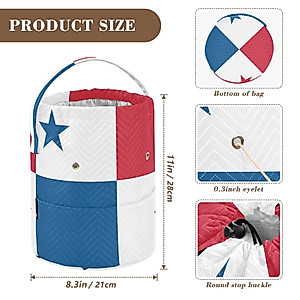 Yasala Patriot Yarn Storage Bag Panama Flag Crochet Organizer Tote for Knitting Accessories Supplies Holder with Handle & Grommets Holiday Present for Craft Lover