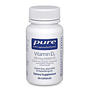 Pure Encapsulations Vitamin D3 250 mcg (10,000 IU) | Supplement to Support Bone, Joint, Breast, Heart, Colon and Immune Health* | 60 Capsules