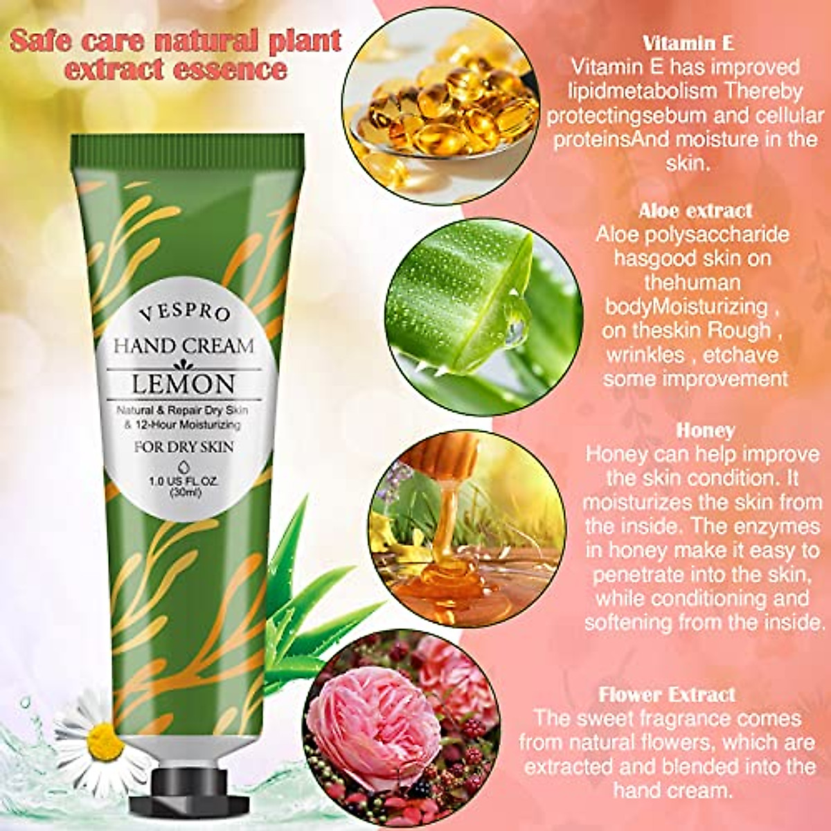 VESPRO 36 Pack Plant Fragrance Hand Cream, Moisturizing Hand Care Cream Gift Set,Mini Hand Lotion Travel Size in Bulk,Gifts for Women,Mom,Sister,Yourself-36 Different Scented/30ml