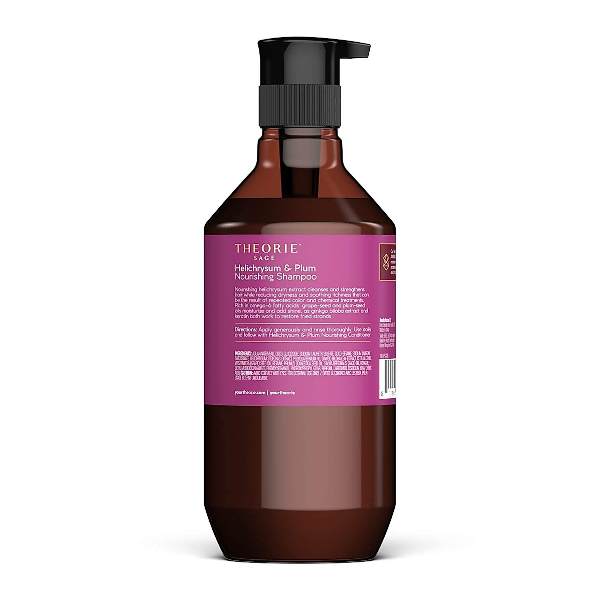 Theorie Helichrysum and Plum Nourishing Shampoo - Enrich and Soothe - Suited for Dry & Over Processed Hair - Protects Color & Keratin Treated Hair, Pump Bottle 800mL - Label Design May Vary