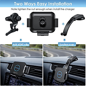 Qoosea Dual Coils Fast Wireless Car Charger for Z Fold 5/4/3 Car Mount 15W Smart Qi Car Holder for Air Vent Dashboard for Samsung Galaxy Z Fold 5/4/3/2 for Galaxy Z Fold