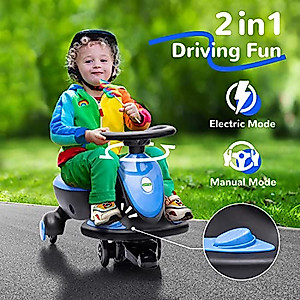 Electric Wiggle Car Ride On Toy, ANPABO 2 in 1 Wiggle Car with Rechargeable Battery and Pedal, Anti-Rollover Wheels with Colorful Lights, Swing Car for Toddlers and Kids Age 3 Years up