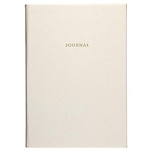 Eccolo Medium Lined Journal Notebook, Hardbound Cover, A5 Writing Journal, 256 Ruled Ivory Pages, Ribbon Bookmark, Lay Flat, Notebook for Work or School (White, 5.75-x-8.25 inches)