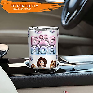Personalized 2D Dog Mom Stainless Steel Tumbler, Fur Mom, Forever Loved, Mothers Day Birthday Gifts For Women, Pet Lover, Custom Coffee Tumbler For Dog Lover Gifts