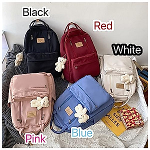 Romlvy Kawaii Backpack with Cute Accessories Casual Laptop Handbag Aesthetic Backpack Cute Daypack Travel Packing Organizer (Black)