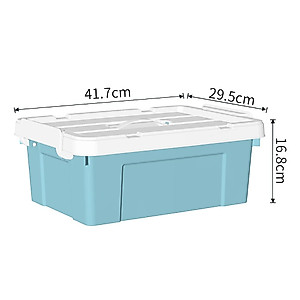 Cetomo Lidded Storage Bin with Handle, Tote Organizing Container with Durable Lid and Secure Latching Buckles, Stackable and Nestable, Plastic, 16 Quart-4 Pack, Blue