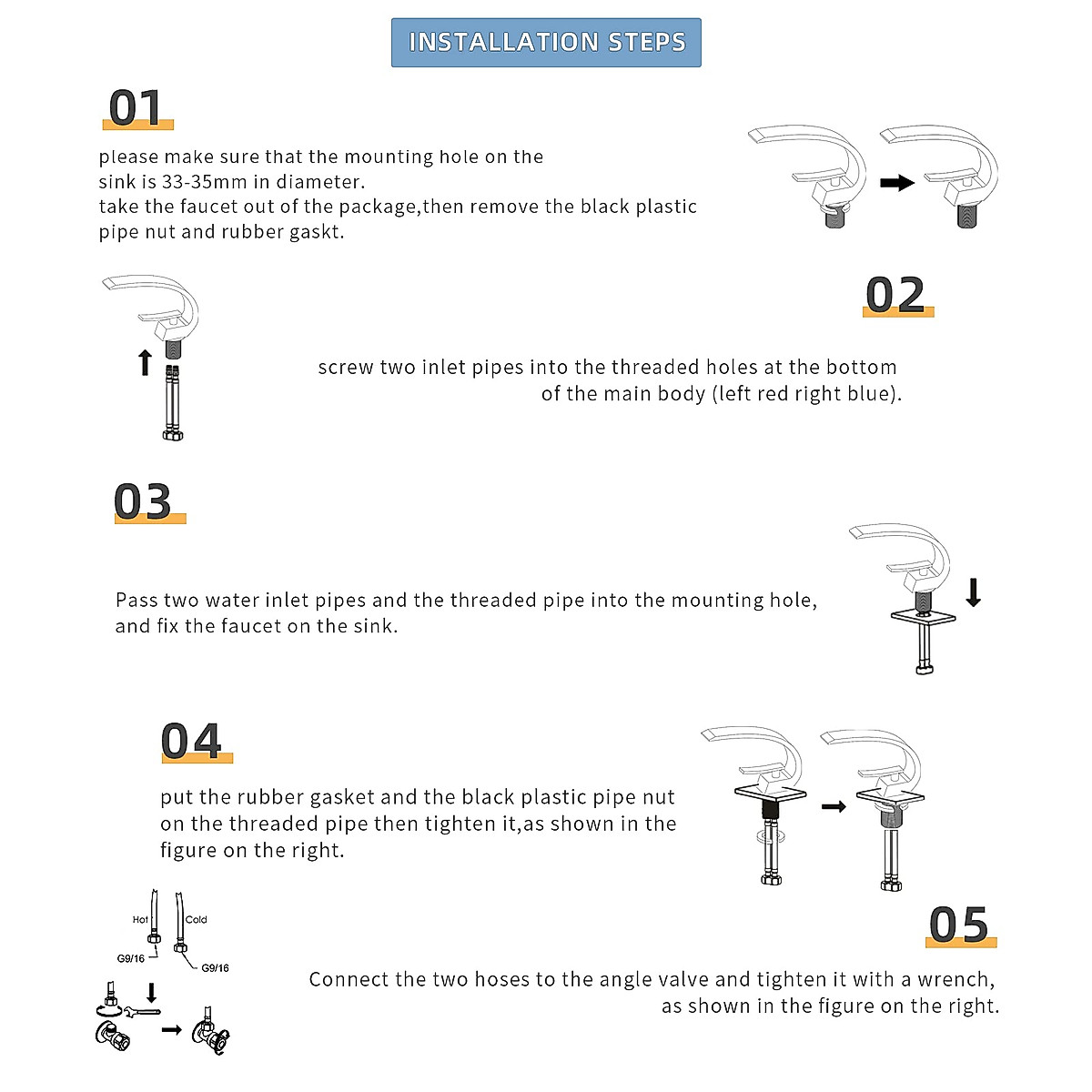 Geobella Bathroom Sink Faucet Modern Single Hole 1-Handle Faucet, Matte Black Solid Brass Faucet,Unique Bathroom Faucet Mixer Tap