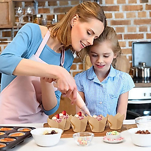 Augshy 120pcs Tulip Cupcake Liners Baking Cups Muffin Liners Tins Treat Cups for Weddings, Birthdays, Baby Showers, Brown and Natural