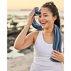 Cleanbear Hand Towels and Washcloths Set, 6 Hand Towel and 6 Wash Cloths with 3 Colors for Your Different Daily Needs