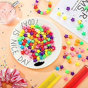 500 Pieces Star Pony Beads Large Hole Beads Multi Color Acrylic Beads Bracelet Kawaii Rainbow Necklace Jewelry Making Craft Beads for Christmas Valentine's Day Present