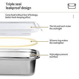 Tikafu 18/8 Stainless Steel Food Containers | Food Preservation Lunch Box | Leak Proof Stackable Light and Easy Storage | Set of 3 (21oz/43oz/76oz) | BPA FREE, B4200