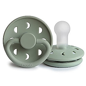 FRIGG Moon Natural Rubber Baby Pacifier | Made in Denmark | BPA-Free (Sage/Portobello, 6-18 Months) 2-Pack