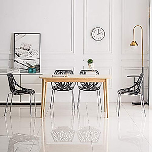 VINGLI Set of 4 Modern Dining Chairs Set Black Stackable Side Chairs Modern Birch Sapling Accent Chairs,Easy Assembly