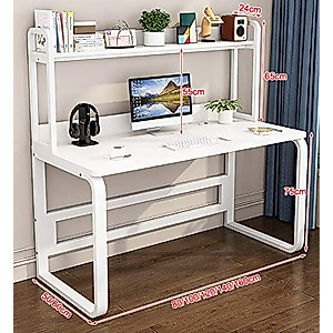47inch Computer Desk with Hutch and Bookshelf,Modern Writing Table Gaming Desk with Space Saving Design,Large Home Office Workstationwith Desk