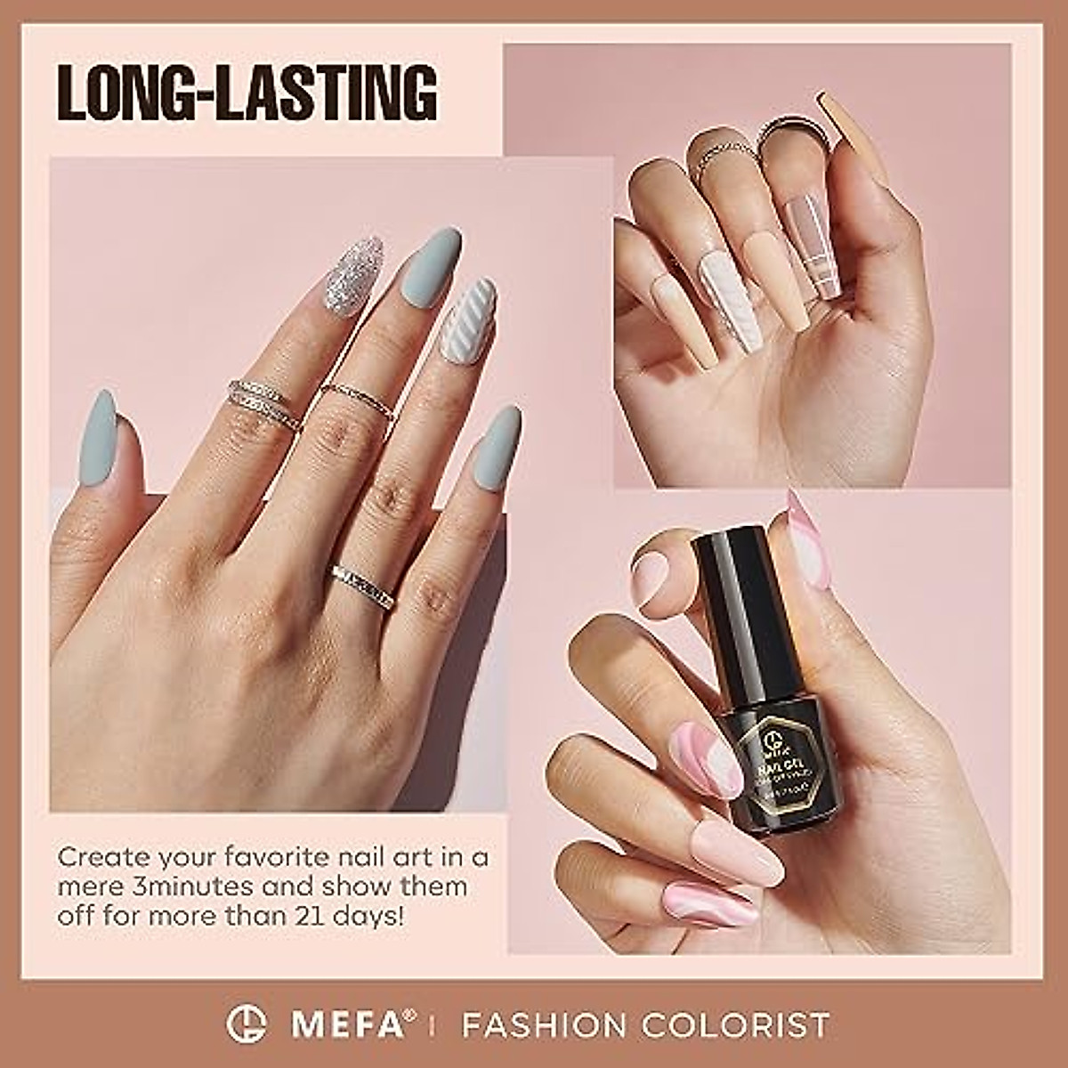 MEFA 23 Pcs Gel Nail Polish Kit, 20 Colors Nude Pink Glitter All Seasons Collection Skin Tone Bubble Bath Gel Polish Nail Kit with Glossy & Matte Top Base Coat Nail Art Manicure DIY Salon Gift for Women