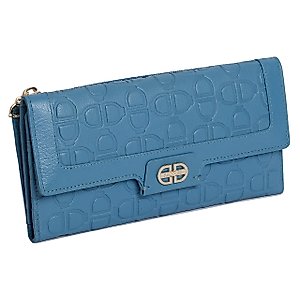 SADDLER Womens Large Leather Trifold Credit Card Coin Purse Wallet |Gift Boxed - Storm Blue