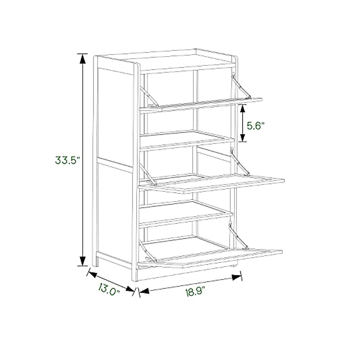 MoNiBloom 5 Tier Shoe Storage Cabinet, Bamboo Shoes Heels Sneakers Rack Organizer with Pull-Down Doors for 11-15 Pairs Entryway Hallway Living Room, Brown