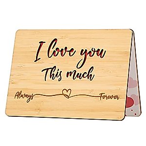 Valentines Day Cards, Anniversary Card for Wife Husband, I Love You This Much Wood Valentines Day Cards, Handmade Love Cards Valentine Card Valentines Day Gifts for Him Her