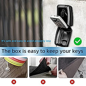 RESET-G14 4 Digit Combination Storage Wall Mount House Key Lock Box with Shackle,Push Button Lock Box & Protective Shell for Outside Weatherproof,Large Capacity,Black