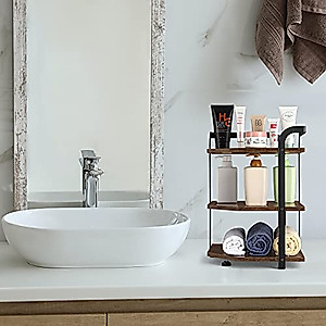 BTY 3-Tier Kitchen Corner Organizer Shelf Multifunction Standing Countertop Storage Rack Bathroom Corner Organizer for Spice Can Sauce Jars Dishes Plates Cosmetics(Black)