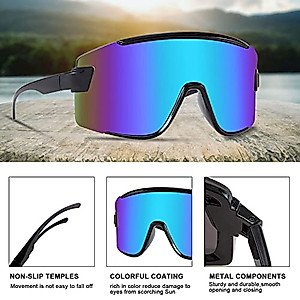 Karsaer Vision Big Shield Wraparound Sunglasses Rave for Men Women Neon Sun Visor Glasses Cycling Ski Shades 80s 90s