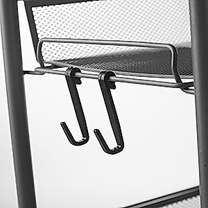 Urban Lifestyle 3 Tier Mesh All Purpose Utility Rolling Storage Cart, Silver