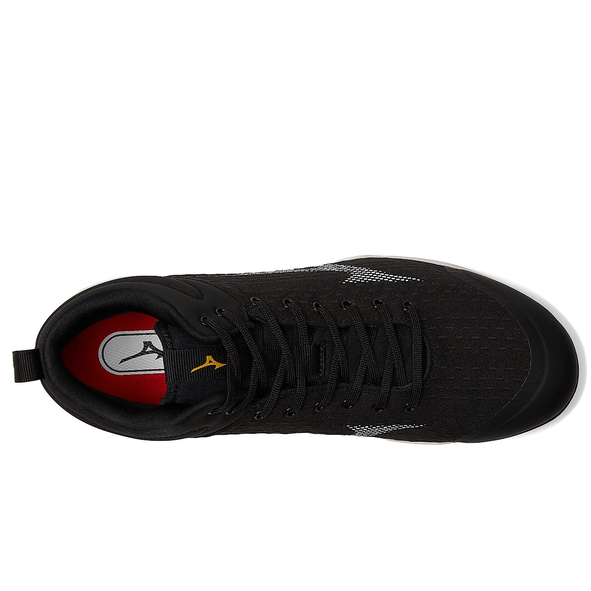 Mizuno Men's Dominant 4 MID Baseball Shoe, Black-White, 11.5