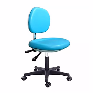 SFKLYU Adjustable Dental Medical Chair Dentist Doctor's Stool Ergonomic Dentist Chair with Backrest PU Leather,Light Blue,A