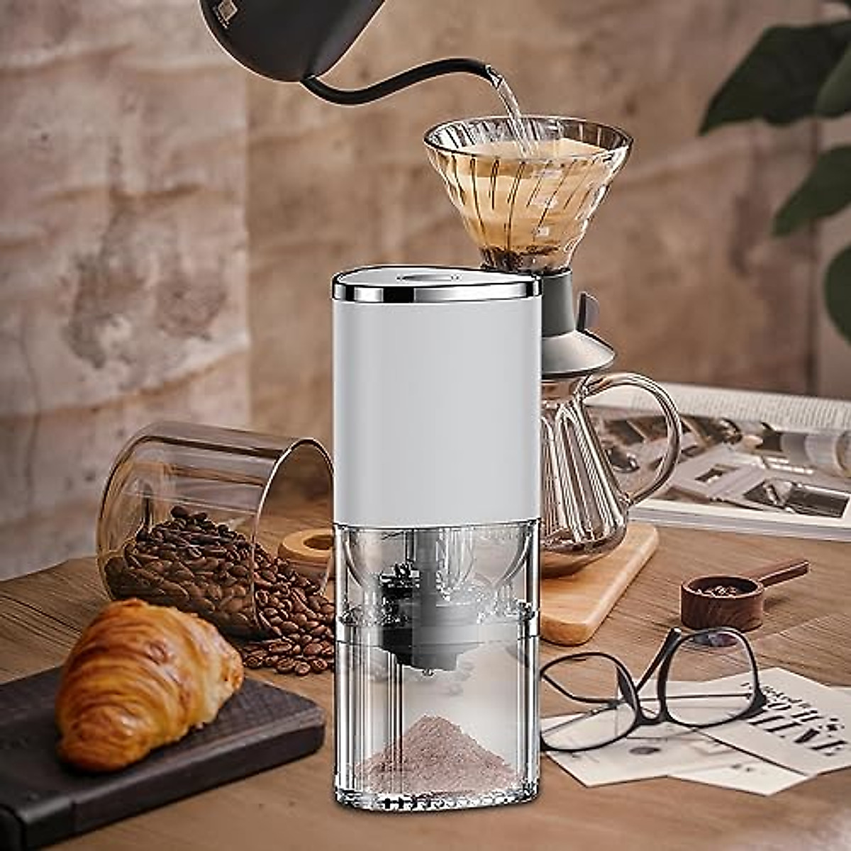 Coffee Bean Grinder, Electric Coffee Grinder, 304 Stainless Steel Spice Grinder Mill, Household Small Grinder, 1 Touch Operation Automatic Burr Coffee Grinder, Adjustable Grind Settings for 15-20 Cup
