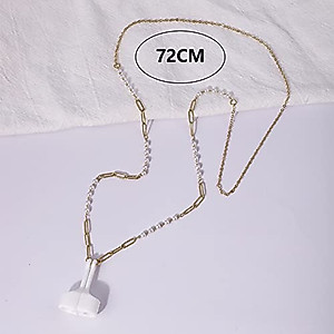 EGEN Female Magnetic Anti-Lost Strap Holder Necklace White Pearl Copper Chain for Airpods Pro 3 2 1,72cm Bag
