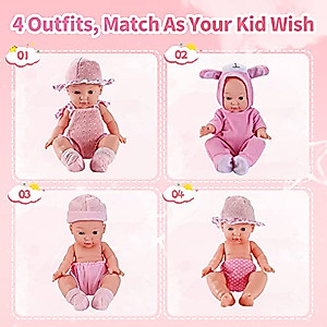 deAO 13 Inch Newborn 26 PCS Baby Doll with Clothes Doll Accessories Reborn Realistic Baby Dolls with Carrier Bassinet Bed,Pillow & Caring Set Baby Grow Up Doll for Kids Girl
