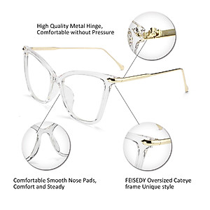 FEISEDY Oversized Cat Eye Glasses Frame with Clear Lenses Eyewear for Women B2460