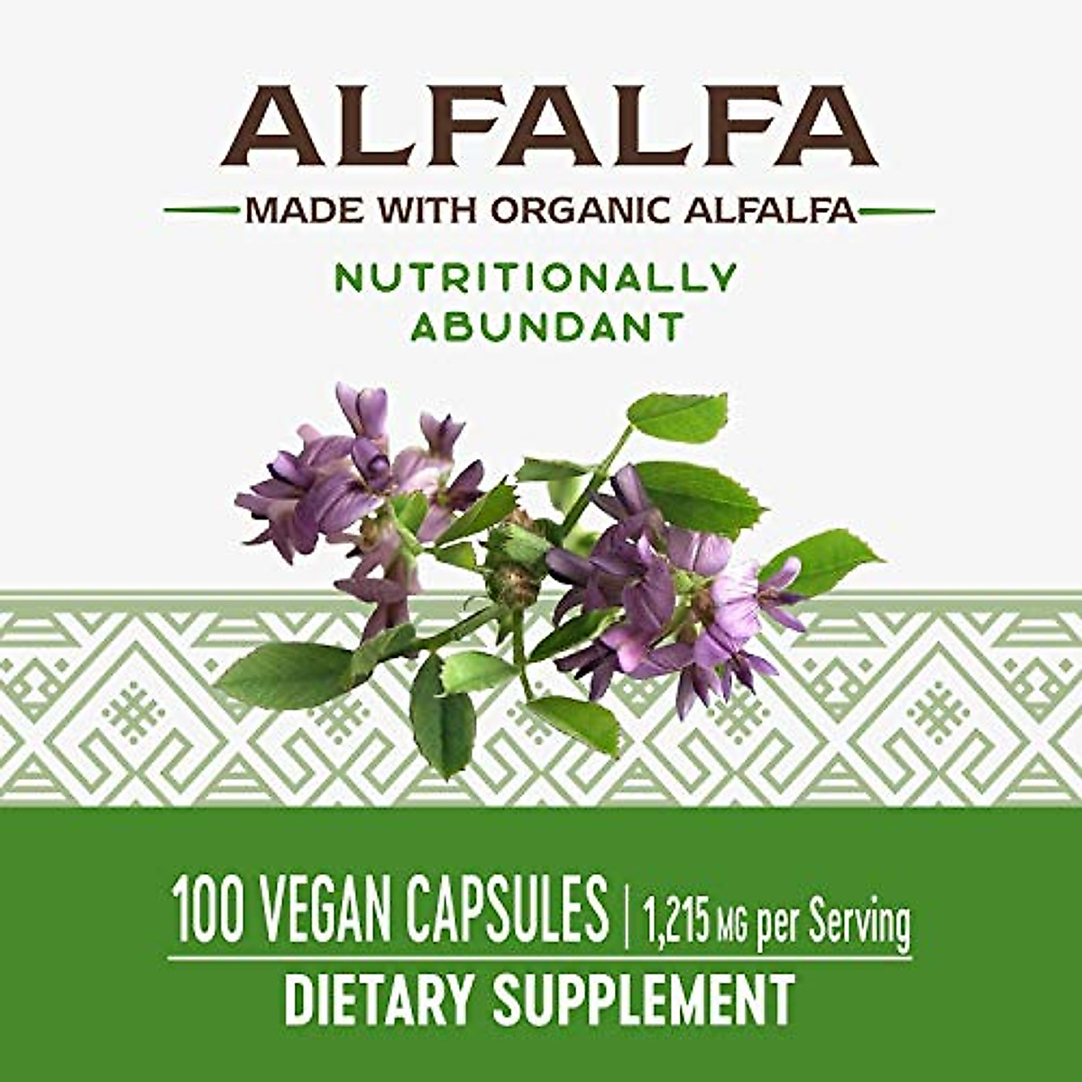 Nature's Way Premium Formula Organic Alfalfa Young Harvest 1215 mg per serving 100 Vcaps