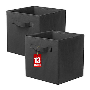 ShellKingdom Storage Bins, Foldable Fabric Storage Cubes And Cloth Storage Organizer Drawer For Closet And Toys Storage, 13 X 13 X 13 INCH, 2 Pack (Black)