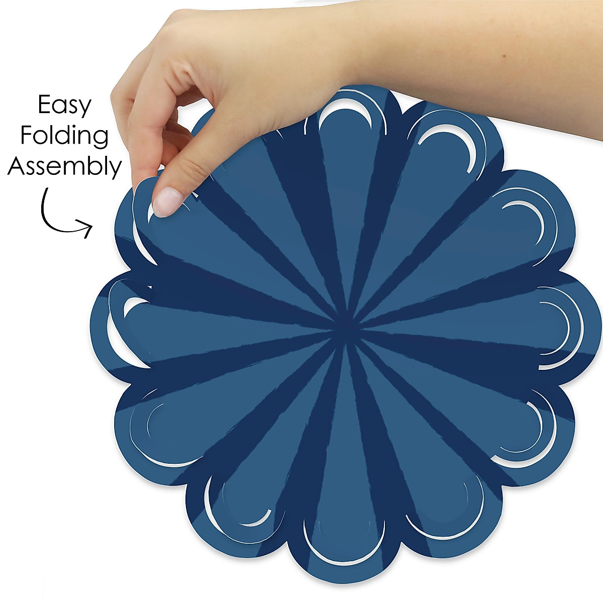 Big Dot of Happiness Navy Stripes - Simple Party Round Table Decorations - Paper Chargers - Place Setting For 12