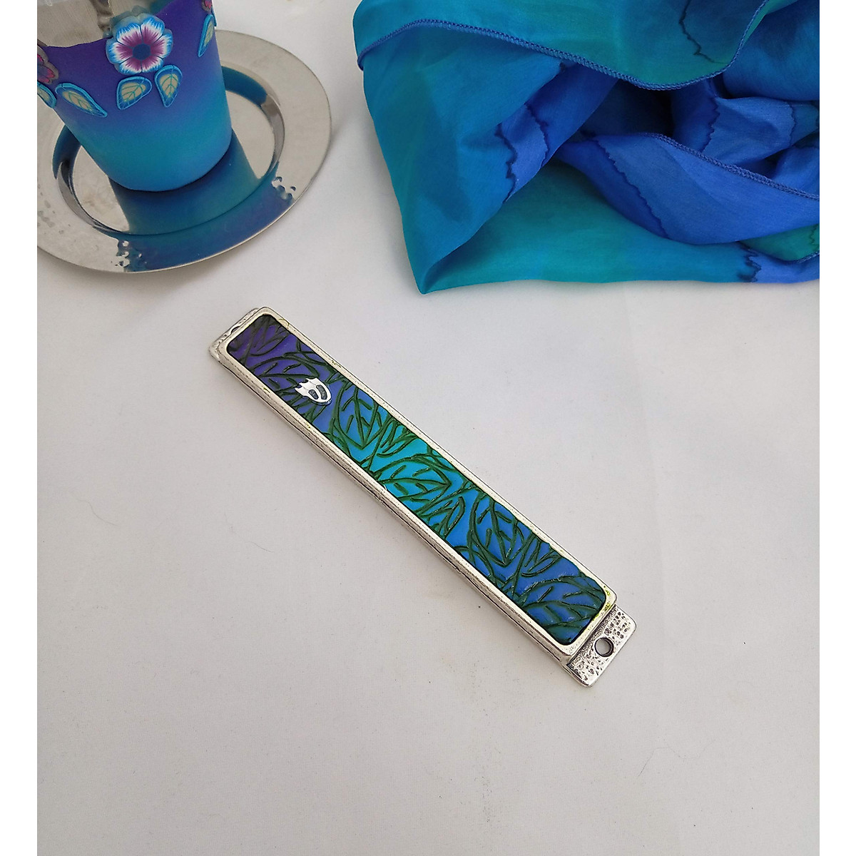 Mezuzah Case, Handmade Judaica Art by Israeli artist, perfect as wedding and Bar Mitzvah Gift