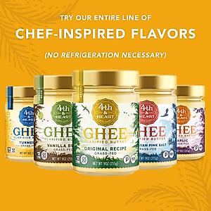 4th & Heart Original Grass-Fed Ghee, 16 Ounce, Keto, Pasture Raised, Non-GMO, Lactose and Casein Free, Certified Paleo