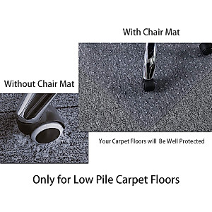 HOMEK Chair Mat for Carpeted Floors, 53” x 45” Transparent Office Chair Mat for Low Pile Carpet, Sturdy Floor Mat for Office Chairs