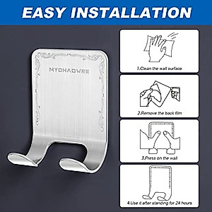 mydhadwre Razor Holder for Shower,Adhesive Shaver Hooks for Wall,Stainless Steel Towel Hooks for Bathroom, Waterproof Hangers for Robe Loofah Coat Keys Bag Plug