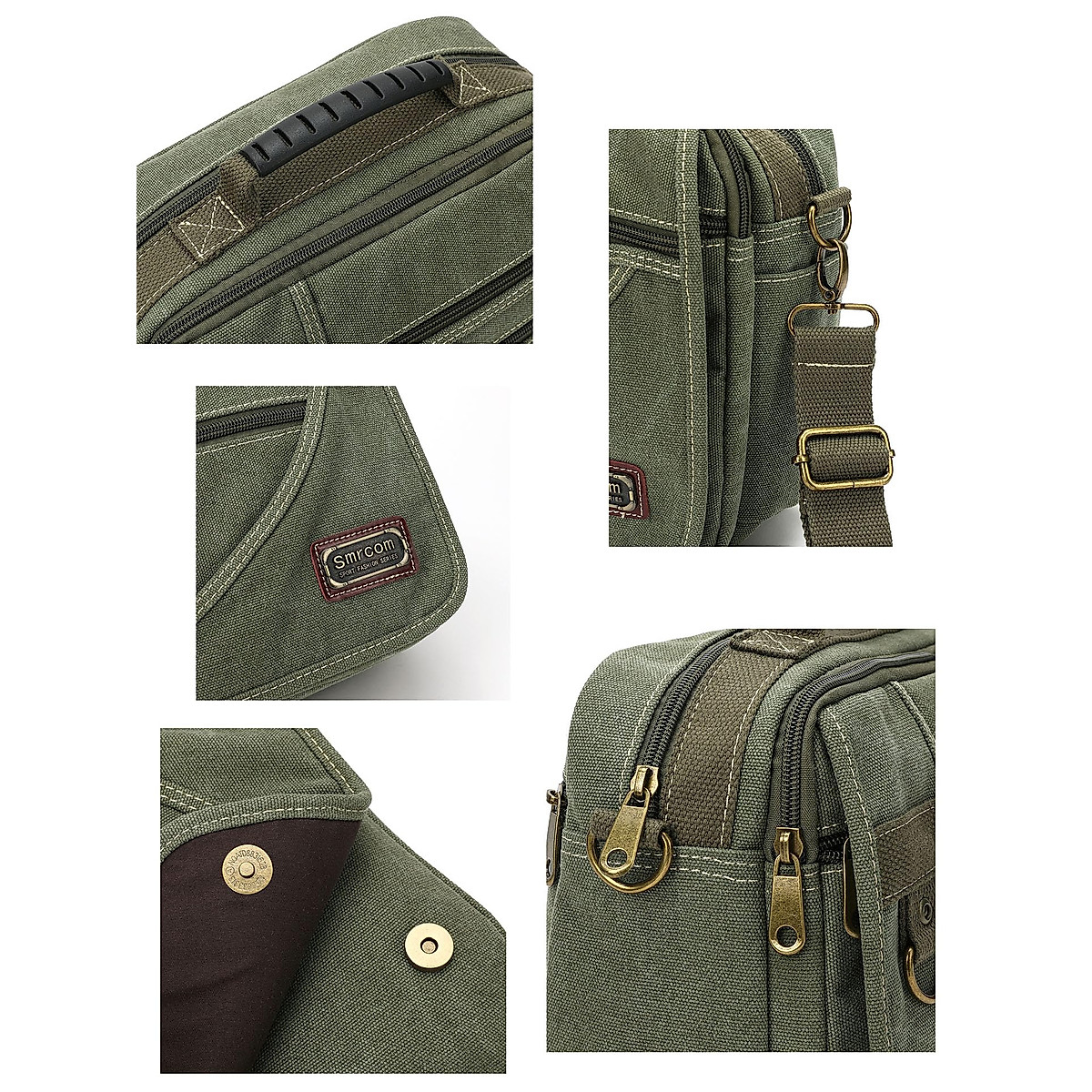 Smrcom Man Canvas Purse Bag Small Canvas Crossbody Messenger Shoulder Work Side Bag Travel Purse (Black)