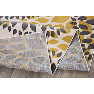 Rugshop Modern Floral Circles Design for Living Room,Bedroom,Home Office,Kitchen Non Shedding Area Rug 5' x 7' Yellow