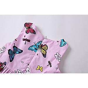 SMILING PINKER Little Girl Dresses Summer Butterfly Kids Toddler Cotton Sundress (Pink, 5 Years)