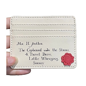 Harry Potter Minimalist Front Pocket Faux Leather Wallet- Slim Credit Card holder- Hogwarts Acceptance Letter wallet bag for Men and Women, Beige (ZZKJrfid4)