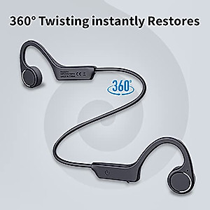 Bone Conduction Headphones Bluetooth,Wireless Open-Ear Headphones Built-in Noise-canceling Mic,Sweatproof Bluetooth 5.0 Sport Headset for Running, Bicycling, Hiking, Yoga -Black