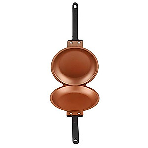 Akozon Frying Pan, Double Side Non-stick Flip Frying Pan Fried Egg Pancake Maker Household Kitchen Cookware Double Sided Pancake Pan
