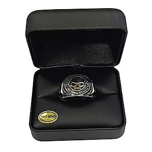Harley-Davidson Men's Ring, Flames Willie G Skull 14kt Gold Inlay HMR0019 (12)