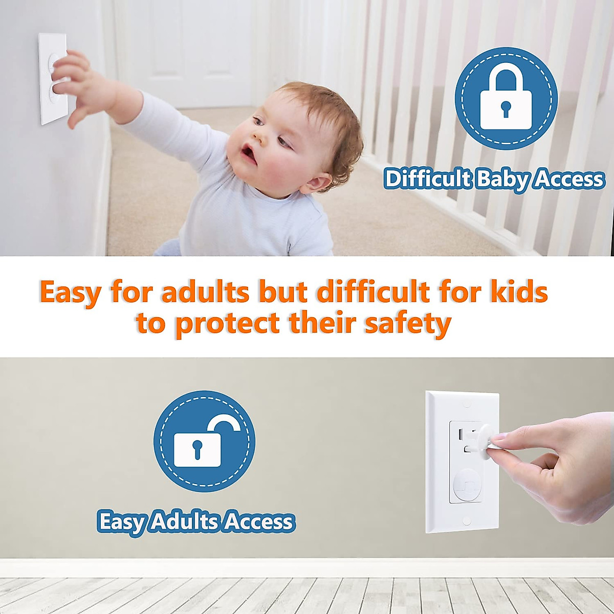 Bundle of Retractable Baby Gate White - PRObebi 360 Retractable Dog Gate + 38 PCS Outlet Covers Baby Proofing