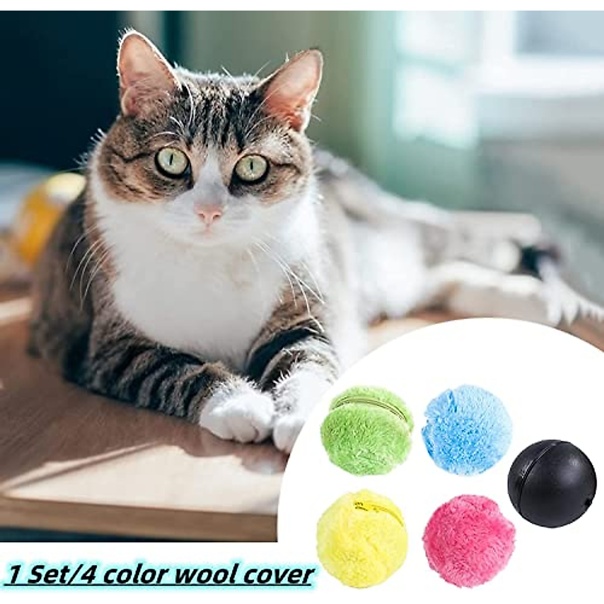 CHNLML Active Rolling Ball for Dogs, Magic Automatic Ball Funny Dog Cat Interactive Toys Plush Electric Rolling Balls (1 Set)