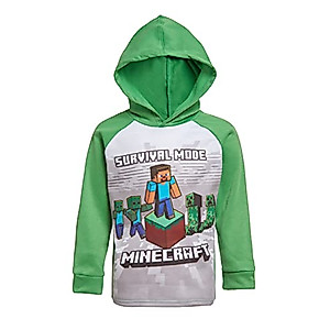 Minecraft Boys 2 Piece Fleece Pants Sets, Pullover Hoodie and Jogger Set for Boys (Green/Grey, Size 4)