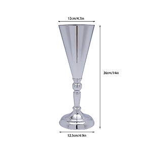 10Pcs Silver Vase Centerpiece Table Decorations, Tabletop Flower Stand, Wedding Decorations for Reception, 36cm/14 Tall Trumpet Tall Flower Vase for Birthday, Anniversary(10Pcs,12 * 36cm/4.7 * 14in)